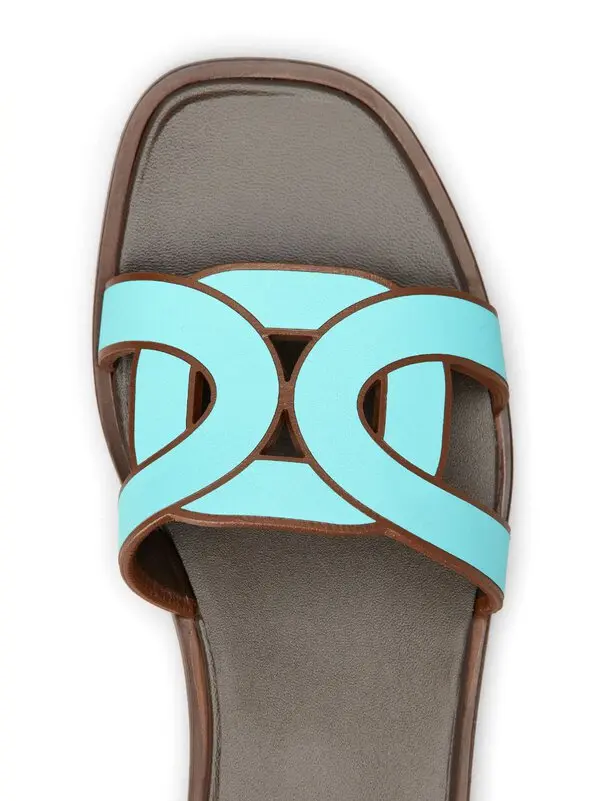 TOD'S Logo-strap Leather Sandals - Blue