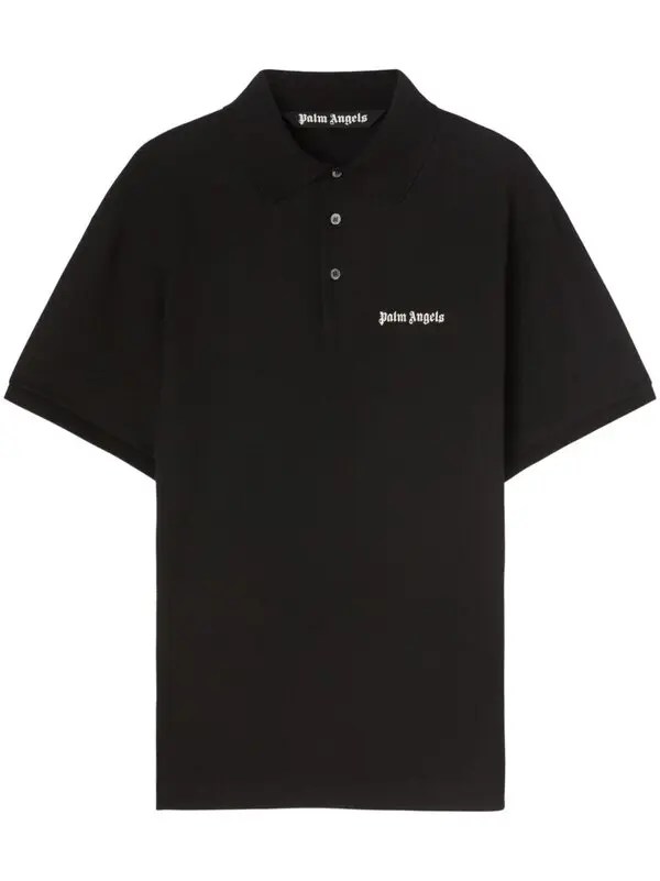 Palm Angels Logo-embroidered Cotton Polo Shirt - Black