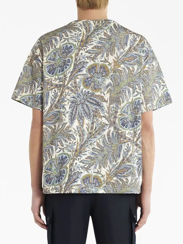 Etro Paisley-print Cotton T-shirt - Blue