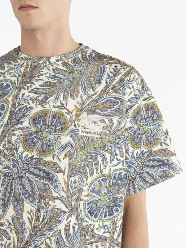 Etro Paisley-print Cotton T-shirt - Blue