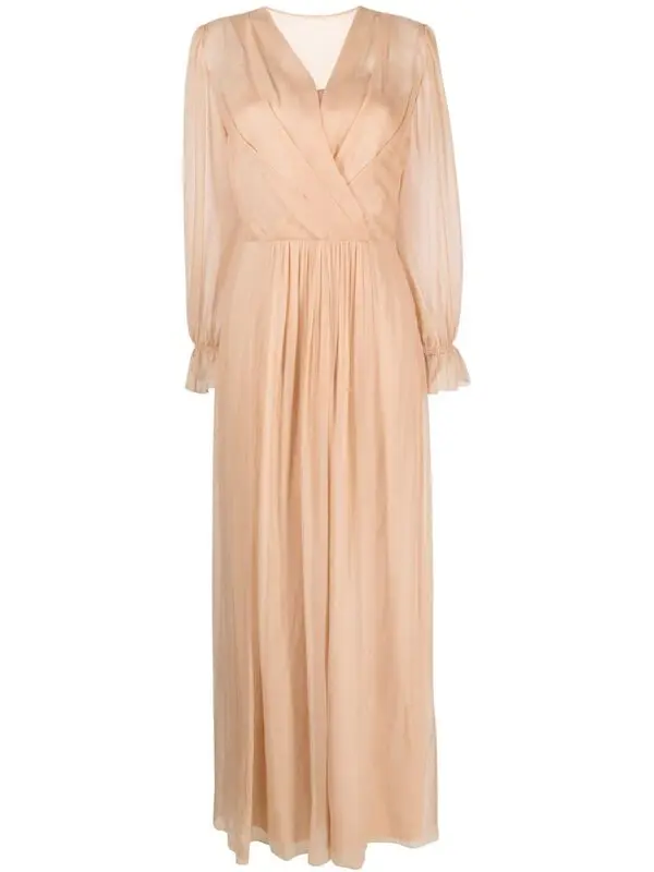 Alberta Ferretti Pleated Silk-chiffon Dress