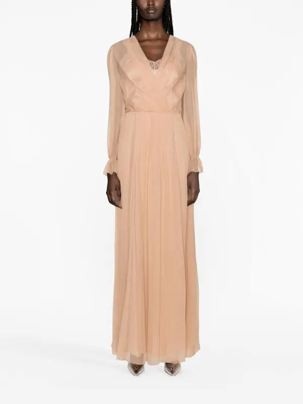 Alberta Ferretti Pleated Silk-chiffon Dress