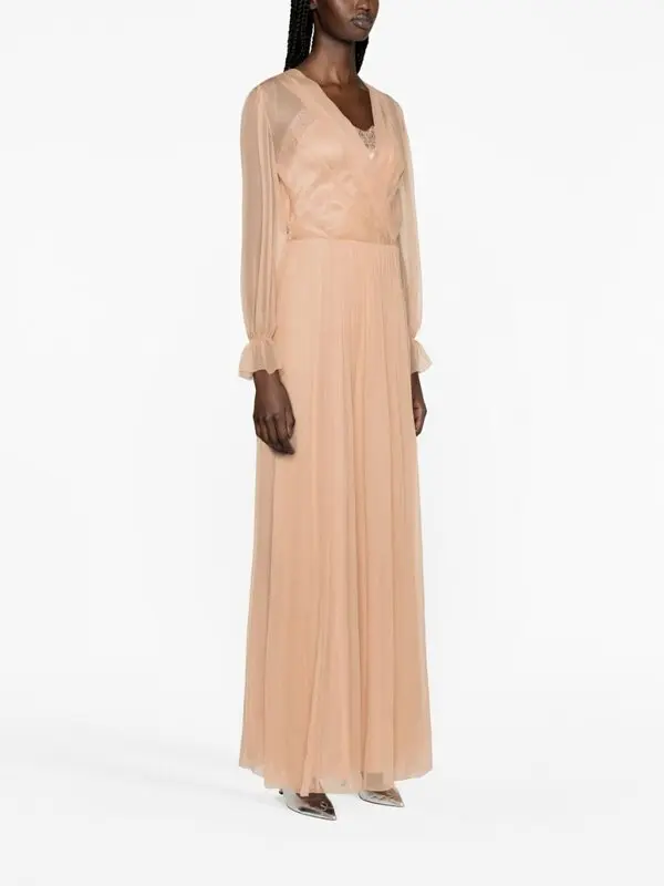 Alberta Ferretti Pleated Silk-chiffon Dress