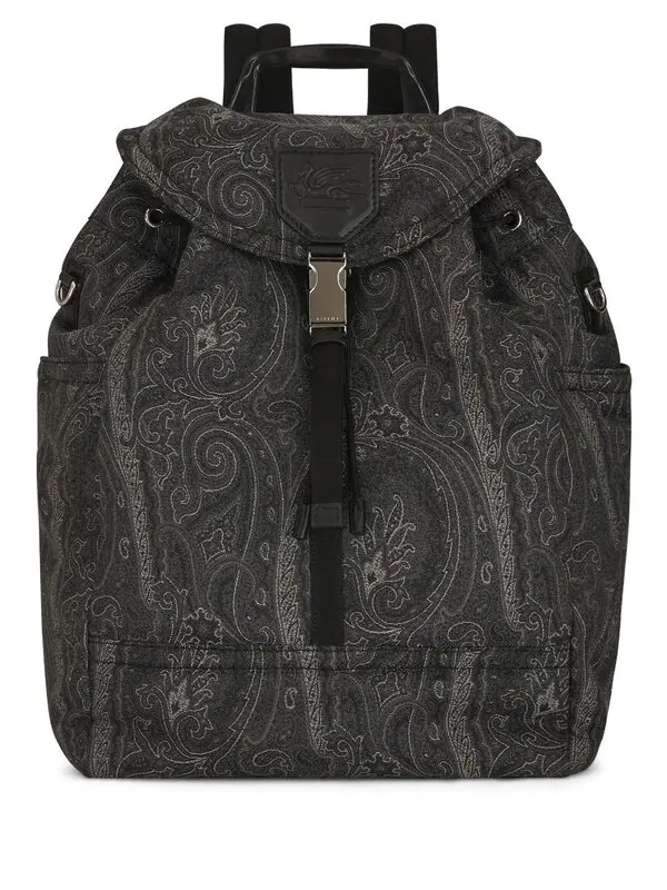 Etro Pegaso-motif Paisley-print Backpack - Black