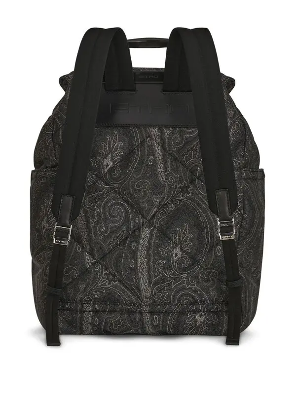 Etro Pegaso-motif Paisley-print Backpack - Black