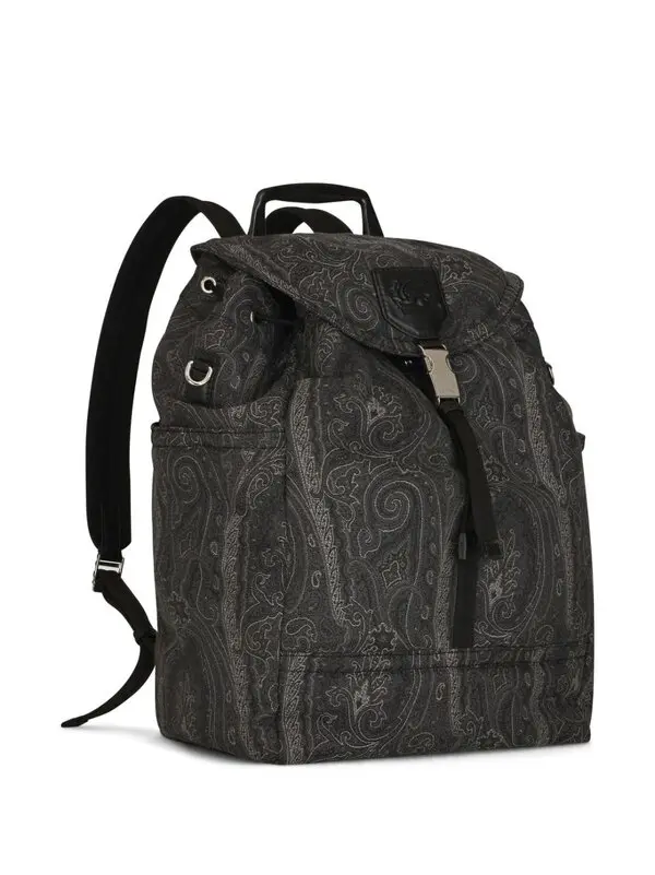Etro Pegaso-motif Paisley-print Backpack - Black