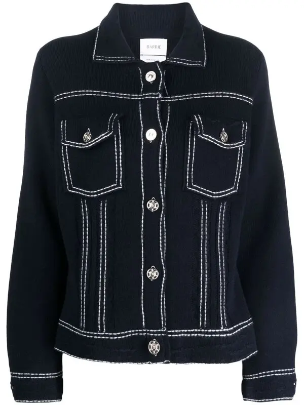 BARRIE Contrast-stitching Denim-effect Jacket - Blue