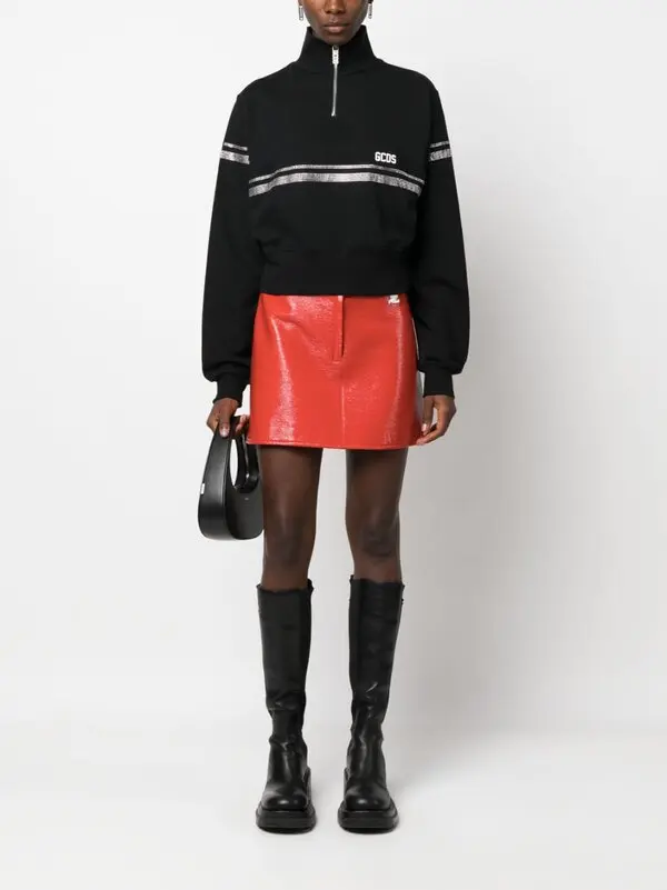 Gcds Logo-print Crystal-embellished Sweatshirt - Black