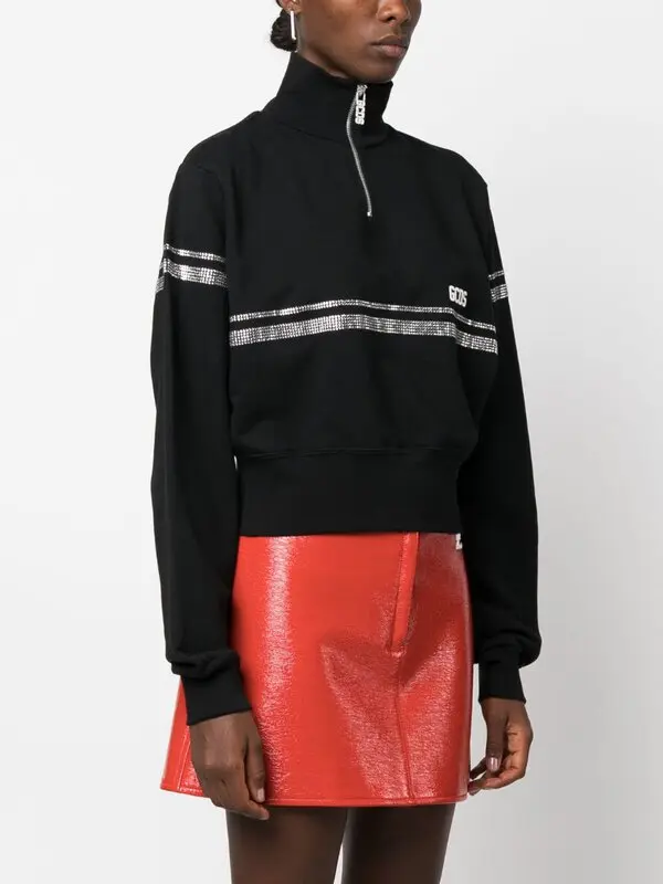 Gcds Logo-print Crystal-embellished Sweatshirt - Black