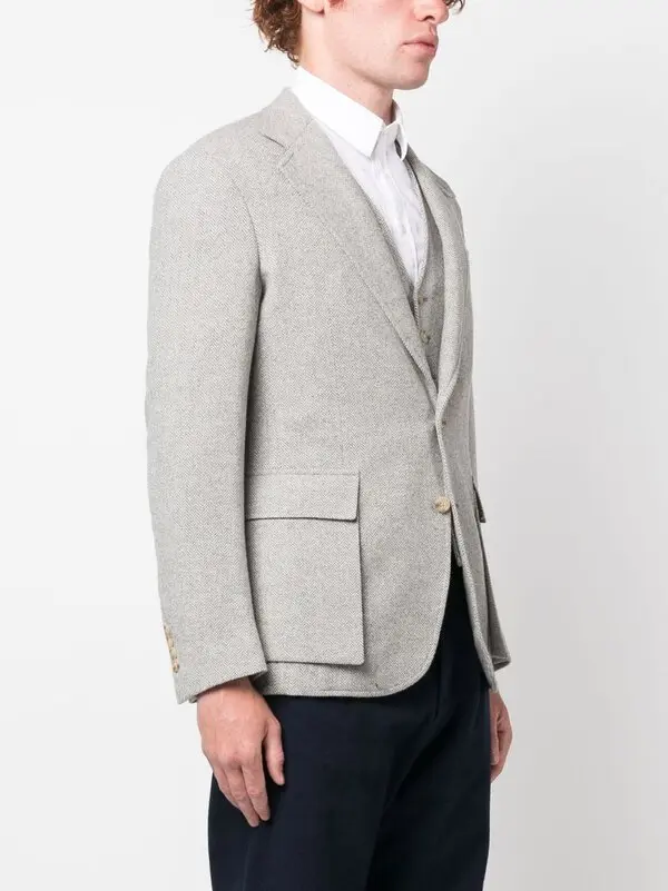 Polo Ralph Lauren The Rl67 Herringbone-pattern Blazer - Grey