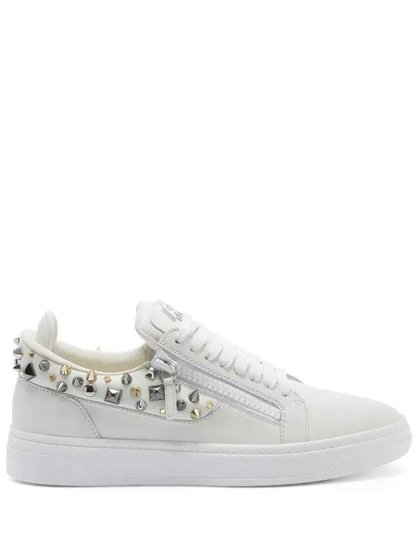 GIUSEPPE ZANOTTI Stud-embellished Double-zip Low-top Sneakers