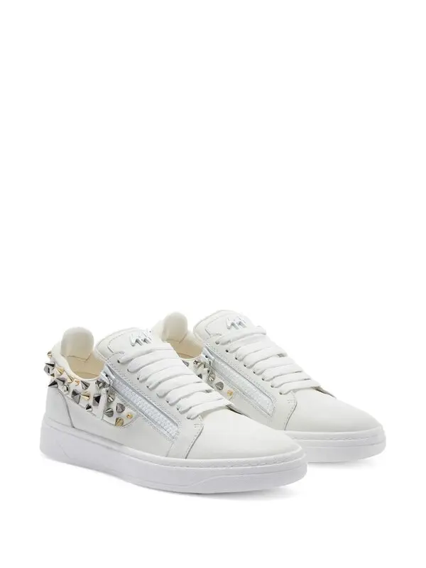 GIUSEPPE ZANOTTI Stud-embellished Double-zip Low-top Sneakers