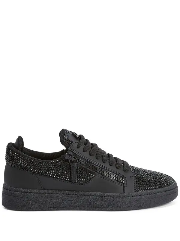 GIUSEPPE ZANOTTI Crystal-embellished Low-top Sneakers - Black