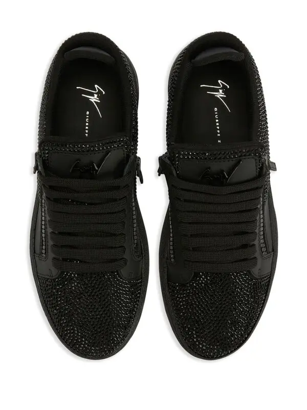 GIUSEPPE ZANOTTI Crystal-embellished Low-top Sneakers - Black