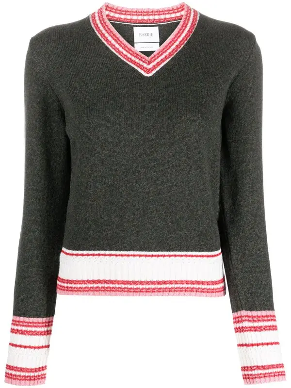 BARRIE V-neck Cashmere Sweater - Green