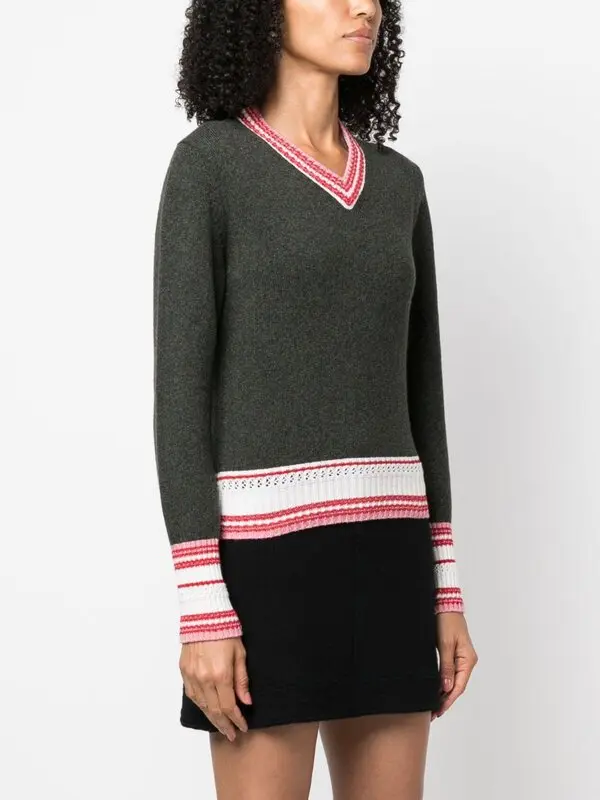 BARRIE V-neck Cashmere Sweater - Green