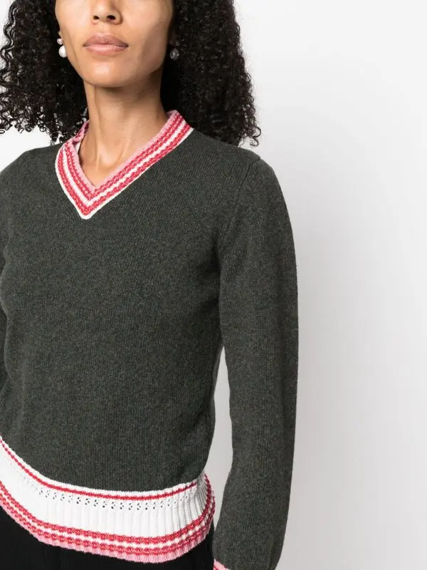 BARRIE V-neck Cashmere Sweater - Green