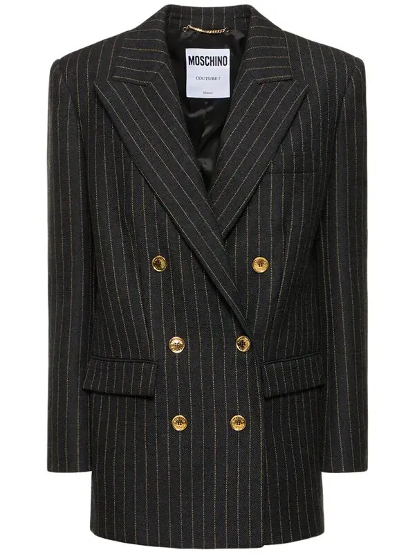 Moschino Pinstriped Double Breasted Wool Jacket