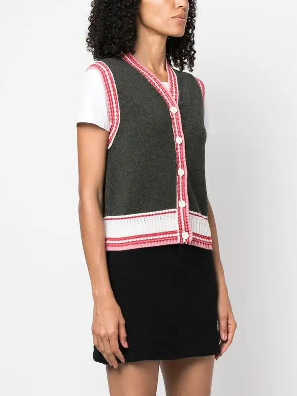 BARRIE Sleeveless Cashmere Cardigan