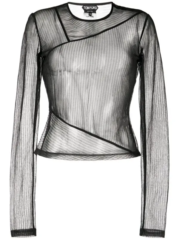 TOM FORD Sheer Ribbed Jersey Top