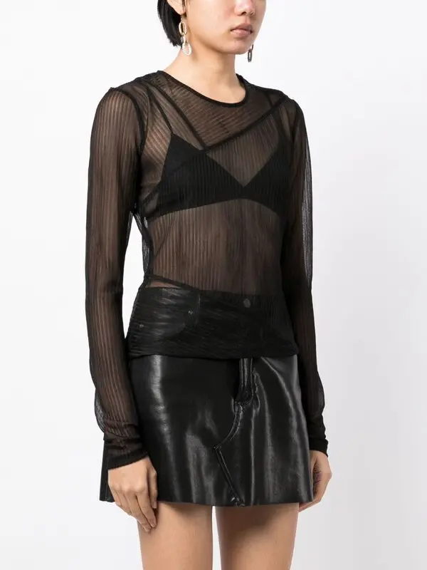 TOM FORD Sheer Ribbed Jersey Top