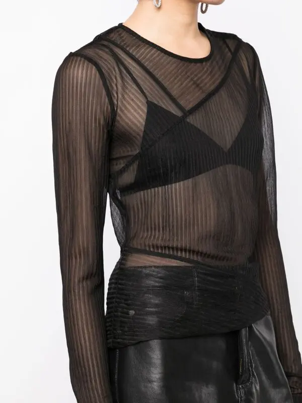 TOM FORD Sheer Ribbed Jersey Top