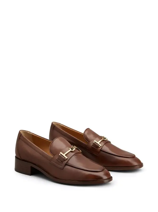 TOD'S Logo-plaque Leather Loafers - Brown