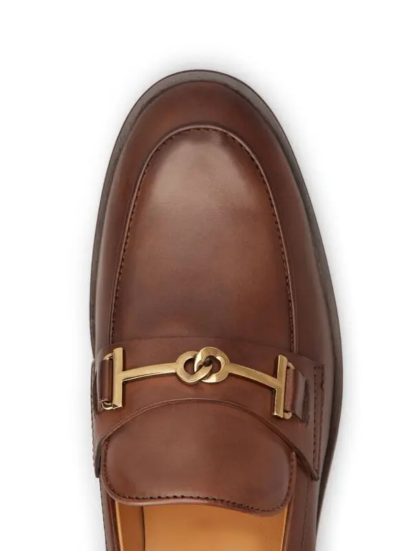 TOD'S Logo-plaque Leather Loafers - Brown
