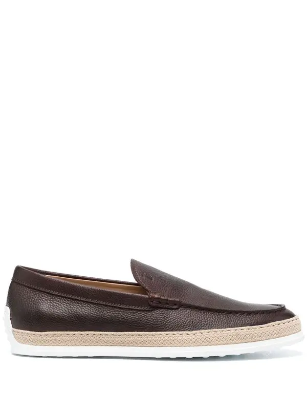 TOD'S Almond-toe Leather Loafers - Brown