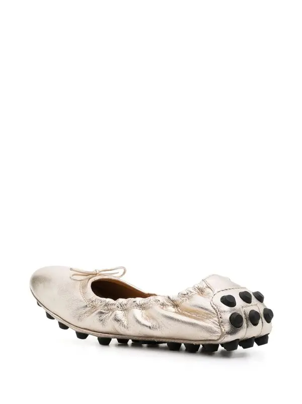 TOD'S Bubble Ballerina Shoes - Gold