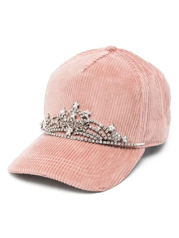 Dsquared2 Corduroy Cotton Baseball Cap With Crown Detail - Pink