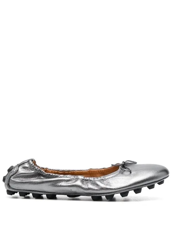 TOD'S Gommino Ballerina Shoes - Silver