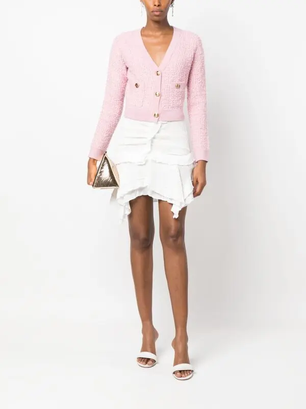 Elisabetta Franchi Button-up Bouclé Cropped Cardigan