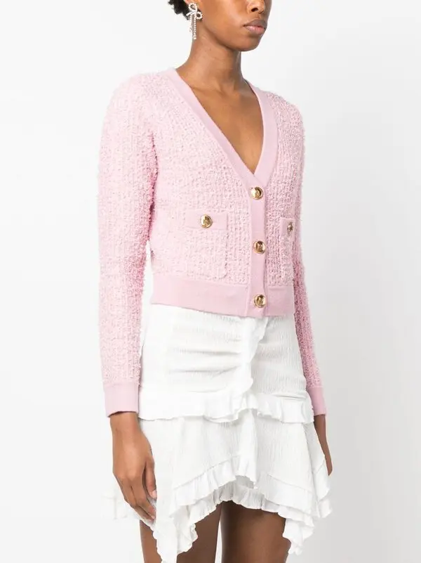 Elisabetta Franchi Button-up Bouclé Cropped Cardigan