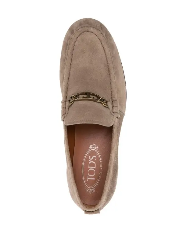 TOD'S Logo-plaque Suede Loafers