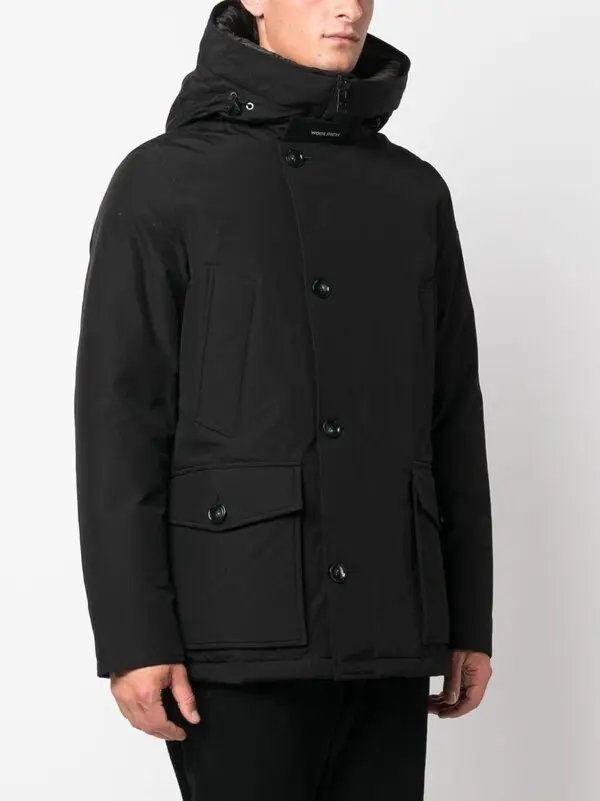 Woolrich Arctic Button-up Hooded Down Jacket - Black