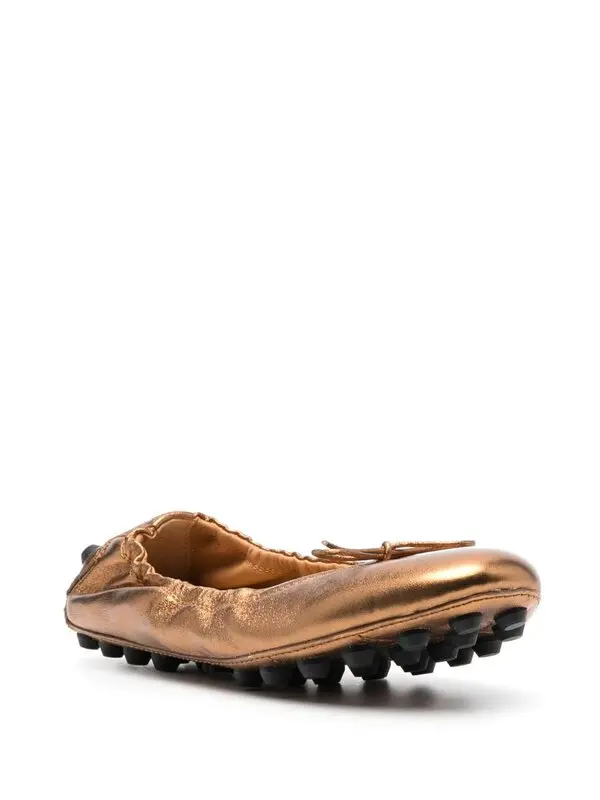 TOD'S Gommino Metallic-effect Leather Ballet Flats