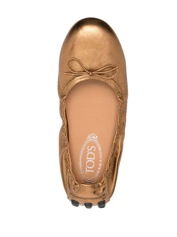 TOD'S Gommino Metallic-effect Leather Ballet Flats