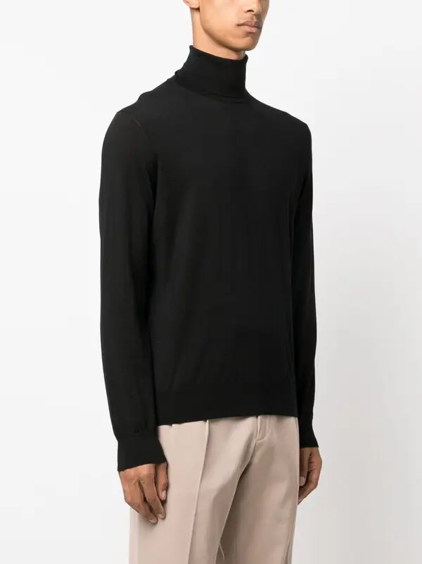 Zegna Fine Knit Roll-neck Jumper - Black