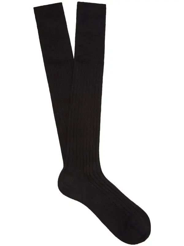 Zegna Triple Stitch Cotton-blend Socks - Black