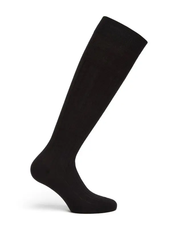 Zegna Triple Stitch Cotton-blend Socks - Black
