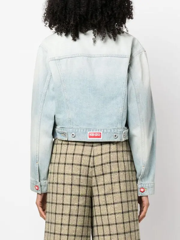 Kenzo Faded-effect Cropped Denim Jacket