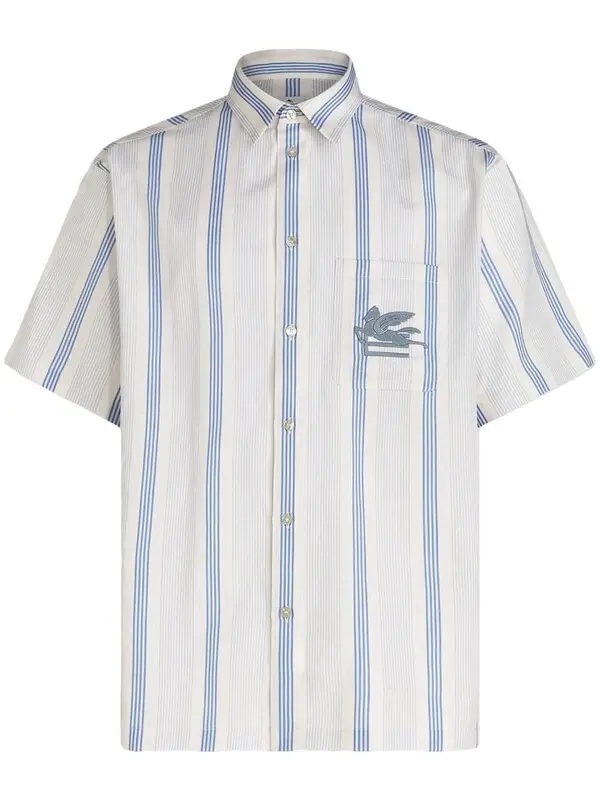 Etro Pegaso Logo-embroidered Cotton Shirt - White