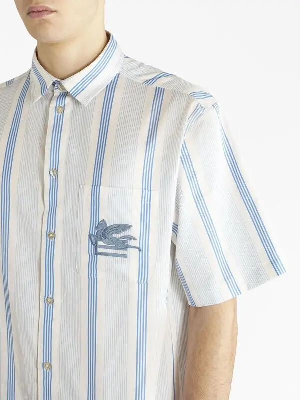 Etro Pegaso Logo-embroidered Cotton Shirt - White