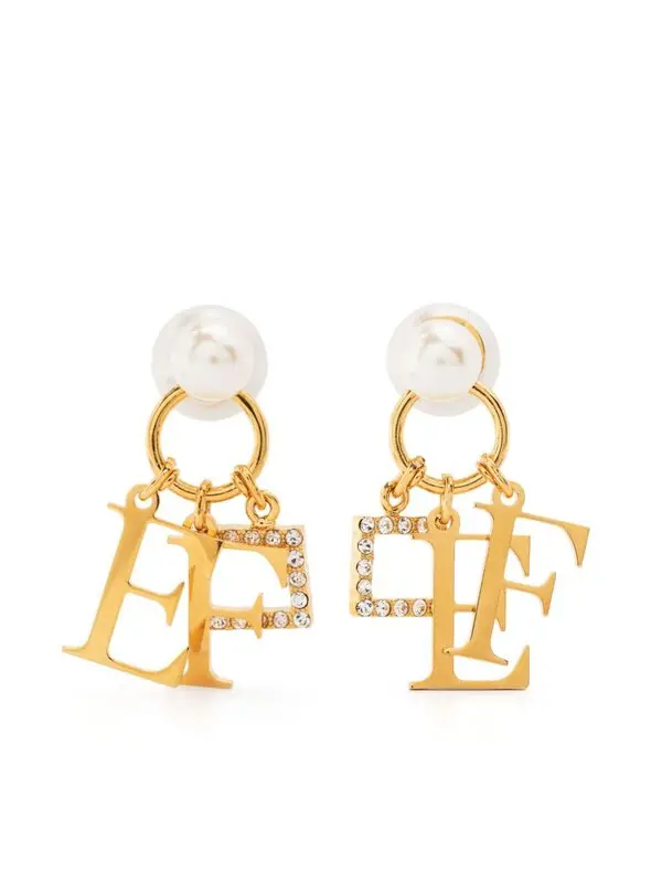 Elisabetta Franchi Logo-plaque Pearl Pendant Earrings