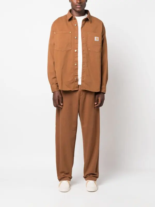 Carhartt Work In Progress Logo-patch Wide-leg Jeans - Brown