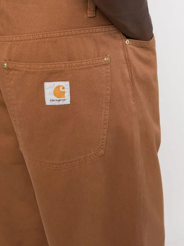 Carhartt Work In Progress Logo-patch Wide-leg Jeans - Brown