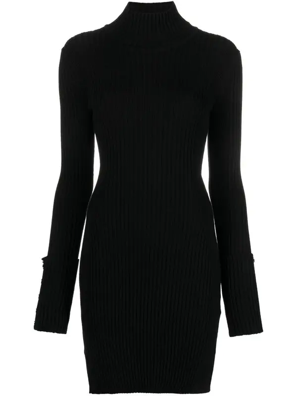 Rabanne High-neck Ribbed-knit Minidress