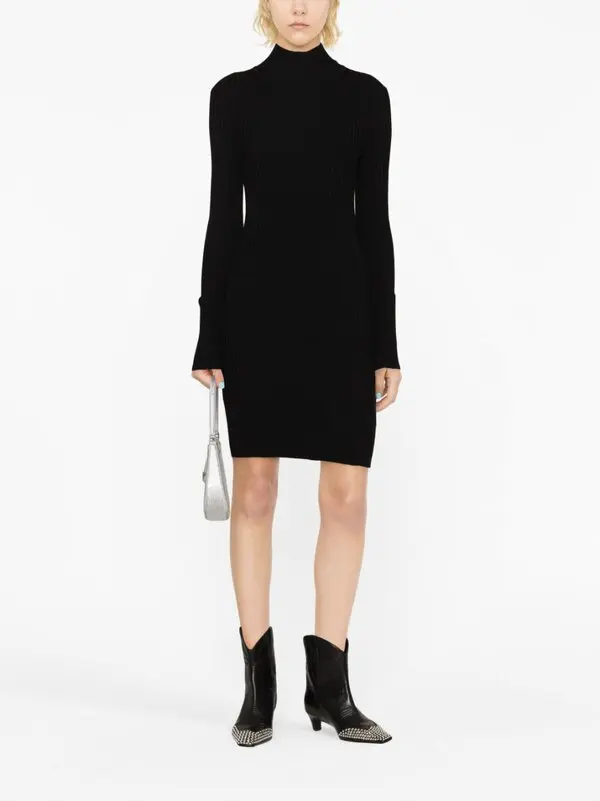 Rabanne High-neck Ribbed-knit Minidress