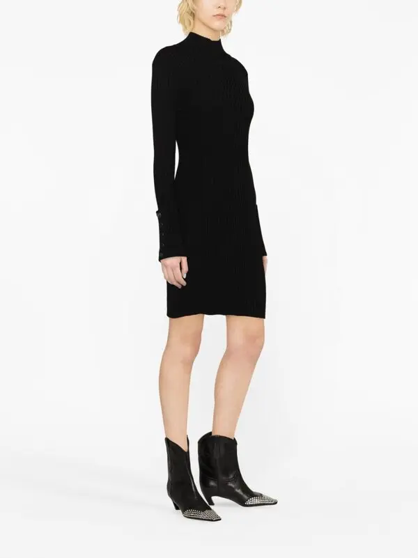 Rabanne High-neck Ribbed-knit Minidress